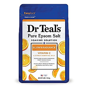 Dr Teal's Salt Soak with Pure Epsom Salt, Glow & Radiance with Vitamin C & Citrus Essential Oils, 3 lbs