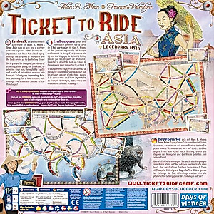 Ticket to Ride Asia Board Game EXPANSION - Expand Your Railway Adventures! Fun Family Game for Kids & Adults, Ages 8+, 2-6 Players, 30-60 Minute Playtime, Made by Days of Wonder
