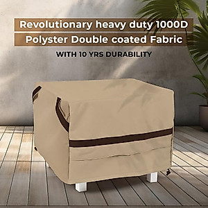 COVERUP 1000 D Heavy Duty Square Ottoman Cover | 3 Yrs Warranty | Outdoor Patio Furniture Covers | Waterproof | Covers With UV Resistance | Windproof | Buckle Straps - 23"W x 23"D x 19"H | Pack of 1