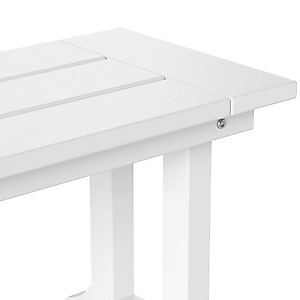 WO Outdoor Furniture 65” Long Trestle Horizontal Poly Lumber Bench Seat Chair, UV and Weather Resistant, Perfect for Dining, Patio, Garden, Balcony, Porch, Backyard, (White)