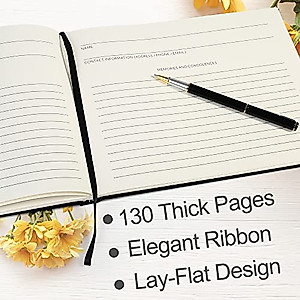 LotFancy Funeral Guest Book, in Loving Memory Memorial Service Guest Book, 130 Pages, Space for Name, Address, Memories, Hardcover, with Black Pen and Table Sign