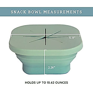 Austin Baby Co Silicone Collapsible Snack Bowl – Reusable Snack Container with Two Specialized Lids – BPA free, Dishwasher Safe and Leakproof for Toddlers & Babies