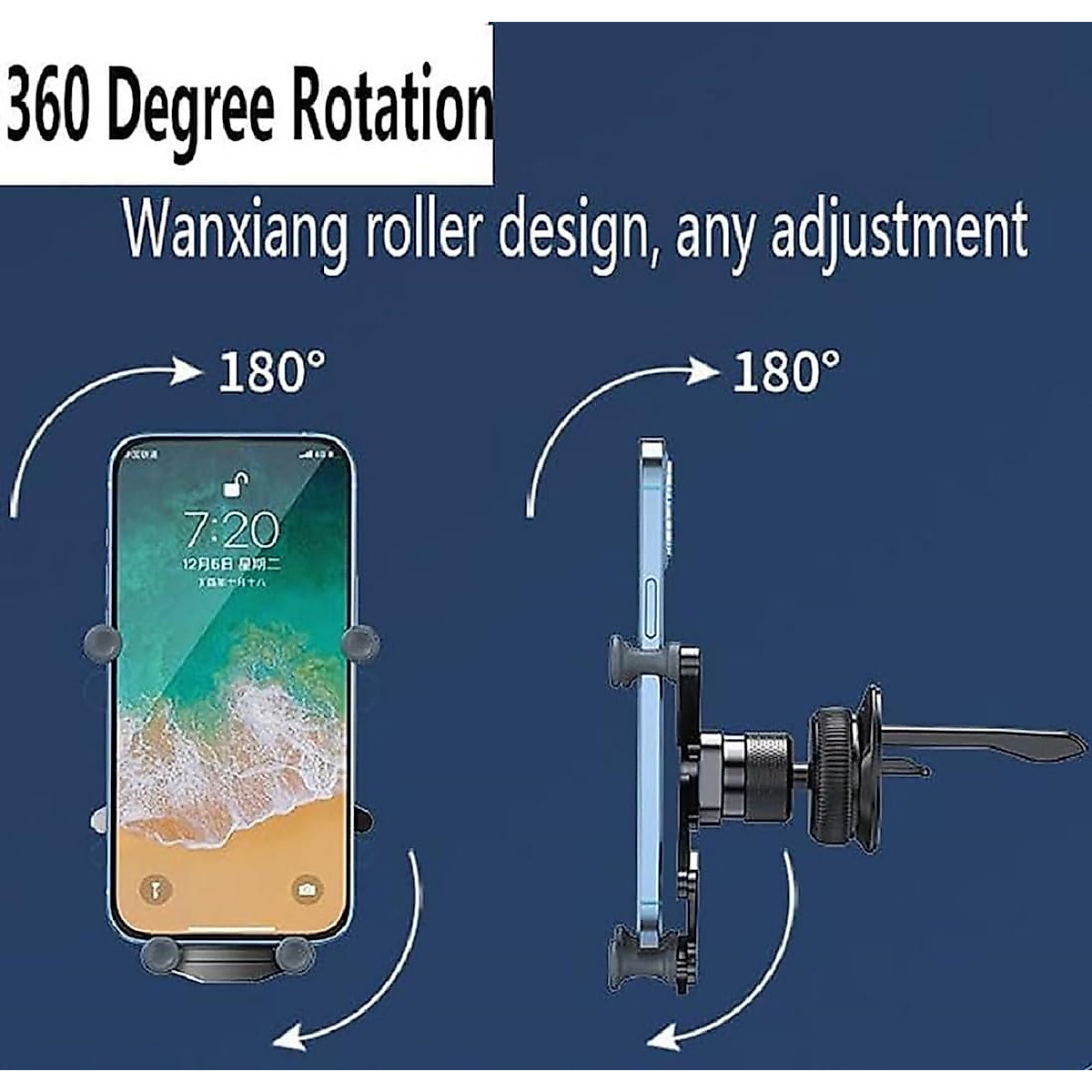 Phone Holder Car Invisible, Invisible Rotatable Air Vent Mount Car Phone Holder 360° Anti-Shake Universal Phone Mount for Car Dashboard & Air Vent,Universal for All Mobile Phones (Black,Knob Version)