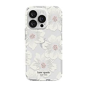 kate spade new york Protective Hardshell Case Compatible with Apple iPhone 14 Pro - Hollyhock Floral Clear [KSIPH-223-HHCCS]