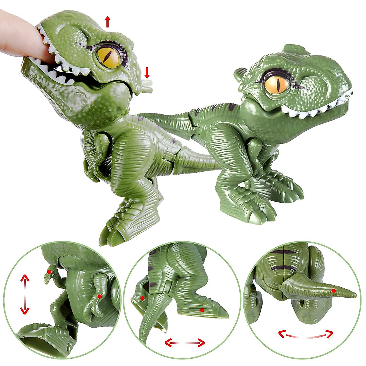 Berry President Dinosaur Toys for Kids 3-5, Dinosaurs Biting Fingers Puppets,Dinosaur Action Figures with Movable Mouths, Jurassic Dinosaur Toys (4 Dinosaurs)
