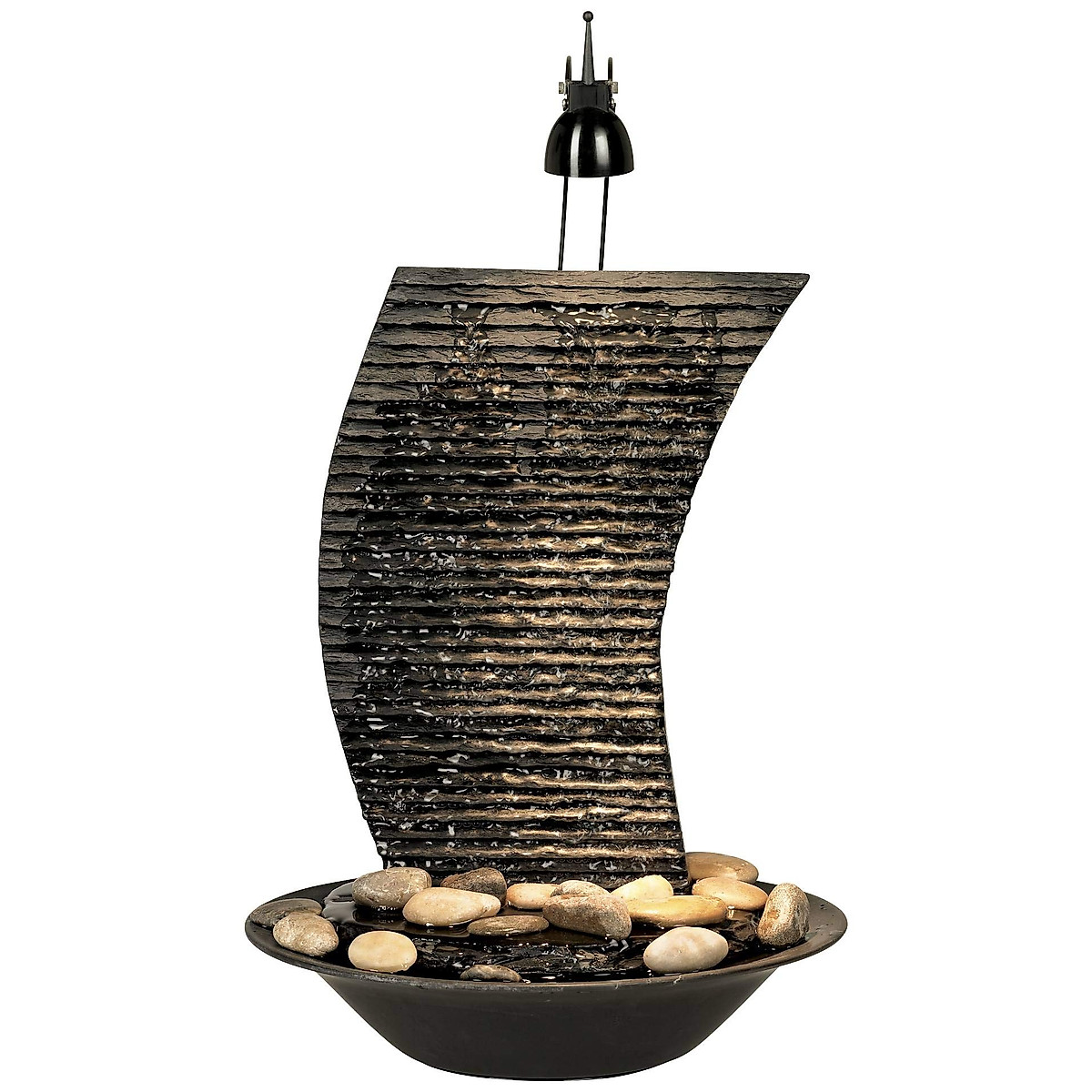 Water Ripple Japanese Zen Indoor Tabletop Fountain 17 1/4" High with Light Waterfalls Meditation Decor for Table Desk-Top Home Office Bedroom House Living Room Relaxation - John Timberland