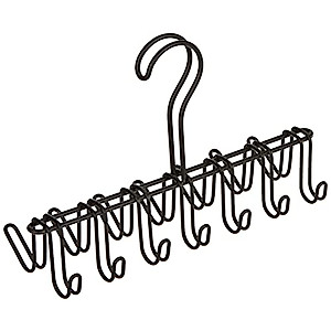 iDesign Classico Metal 14-Hook Closet Organizer Rack for Ties, Belts, Hats, Purses, and More, 10.25" x 3.75" x 6.75", Matte Black