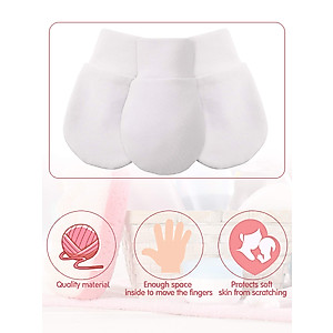 12 Pairs Newborn Baby Mittens Gloves No Scratch Baby Mittens for 0-6 Months Baby Boys Girls (White)