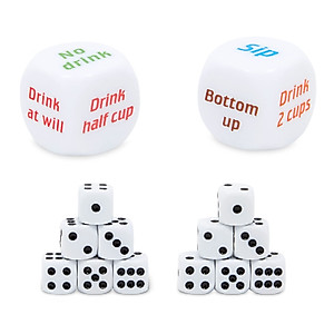 Zodaca Drinking Dice Game Set for Adults with 2 Leather Cups and Fun Dices for Drunk Frenzy Party (16 Pieces)