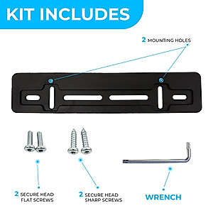 TN TrunkNets Inc Front Bumper License Plate Mount Tag Bracket for Ford + 6 Secure Screws & Wrench Kit New