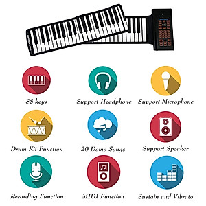 88 Keys Portable Piano With Storage Bag,Keyboard Hand Roll Piano,Roll Up Keyboard Piano, Foldable Piano,Roll Out Piano,Kids Keyboard Piano, Travel Piano …