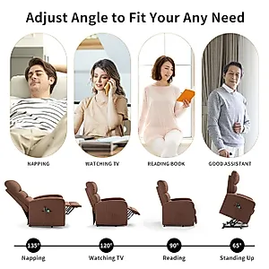 EUREKA ERGONOMIC Power Lift Recliner Chair for Elderly, Small Recliner Chair for Small Spaces, Power Recliner Chair for Living Room, Single Sofa with Infinite Adjust for Back and Footrest, Brown