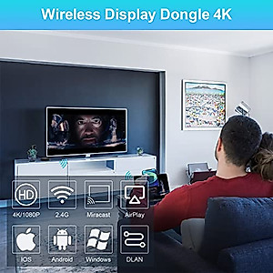SUNPUPA Wireless HDMI Display Dongle Adapter, Used for Laptop/iPhone Mac iOS Android Casting/Mirroring to TV/Projector /Monitor, NO Setup, NO APP Required, No Delay, Video Mirroring Dongle Receiver
