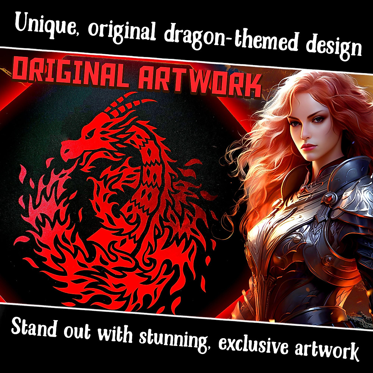 Fantasydice Red Fire Dragon Dice Tray with Lid – 9" Octagon with Dice Staging Area, Holds 5 Dice Sets – Perfect for D&D, Call of Cthulhu, Shadowrun, and All Tabletop RPGs