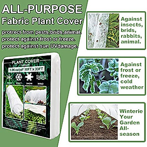 Plant Covers Freeze Protection, 10ft×33ft Reusable Rectangle Frost Protection Floating Row Cover Plant Blanket Garden Winterize Cover for Cold Weather Snow