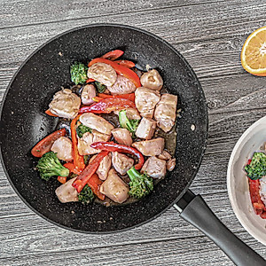 House of Living Art Wok Pan with Lid, 11 Inch Nonstick Aluminum, Dishwasher Safe