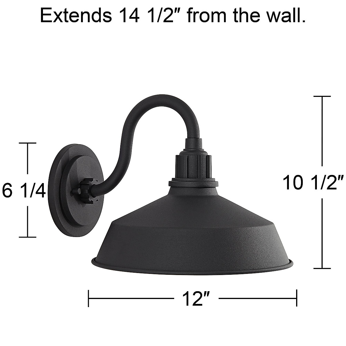 Franklin Iron Works Arnett Rustic Urban Barn Outdoor Wall Light Fixture Smooth Black Aluminum 10 1/2" Gooseneck Arm for Exterior House Porch Patio Outside Deck Garage Yard Front Door Garden Home