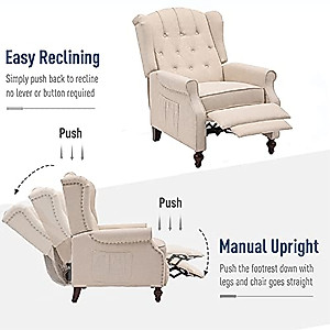 SAMERY Recliner Chair with Massage & Heating- Modern Accent Chair Upholstered Armchair Fabric Single Sofa Lounge Reading Club Chair with Tufted Wingback for Small Spaces Bedroom Living Room