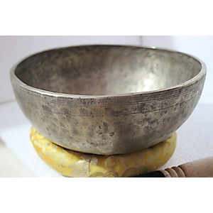 12" Old E Note Tibetan Singing Bowl, Meditation Bowl, Tibetan Bowls, Free Singing Bowl Silk Cushion, Striker and Drum Stick