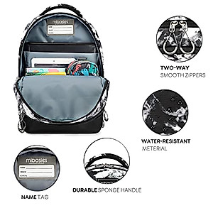 mibasies Kids Backpack Boys, Elementary School Backpack for Boys 17Inch(Marble Black)
