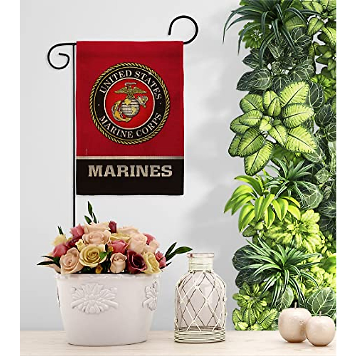 US MILITARY United State Burlap Garden House Flag-Kit Armed Forces Marine Corps USMC Semper Fi American Military Veteran Retire Official Banner Small Yard Gift Double-Sided, Made in USA