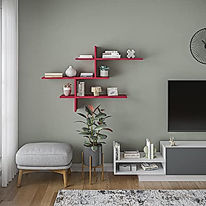 Ada Home Décor Webster Wall Shelf, 48.5'' x 31.5'' x 8.5'', Burgundy