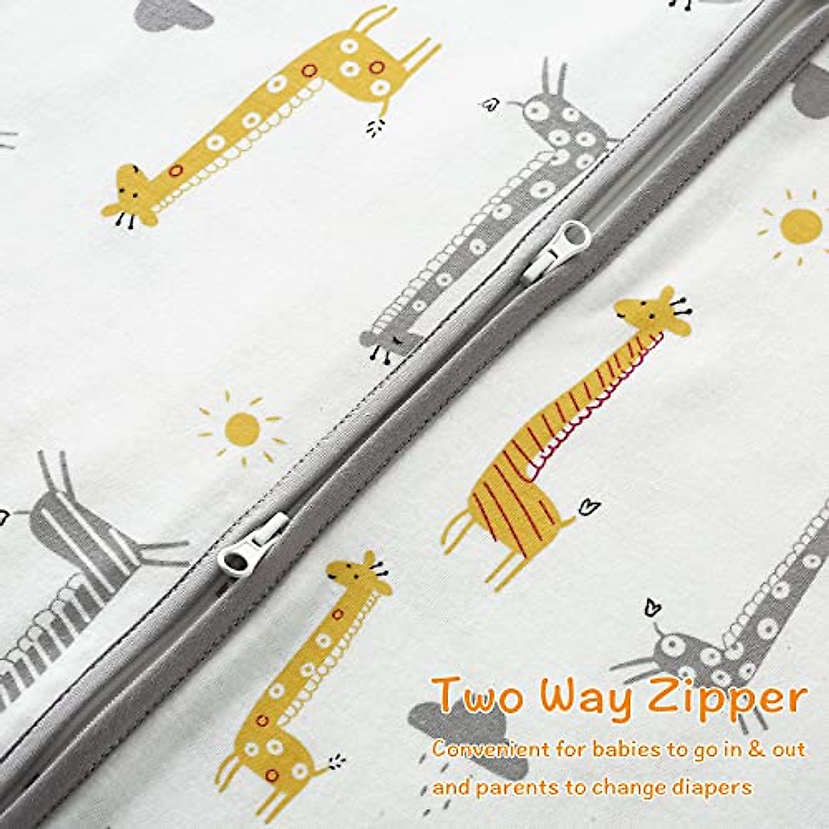 POSENPRO 2 Pack Baby Sleep Sack, Unisex Sleeveless Cotton Baby Wearable Blanket with 2 Way Zipper, All Season Soft Baby Sleep Bag Suit for Baby Toddler, Medium (6-12 Months) - Giraffe