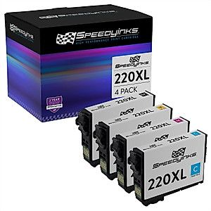 SPEEDYINKS Remanufactured Replacement for Epson 220XL Ink Cartridges 220 XL High Yield (1 Black 1 Cyan 1 Magenta 1 Yellow 4-Pack) for Epson Workforce WF2760 WF2630 WF2650 WF2660 XP420 XP320 WF2750