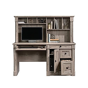 Sauder Palladia Desk with Hutch, L: 59.488" x W: 23.543" x H: 56.496", Split Oak Finish