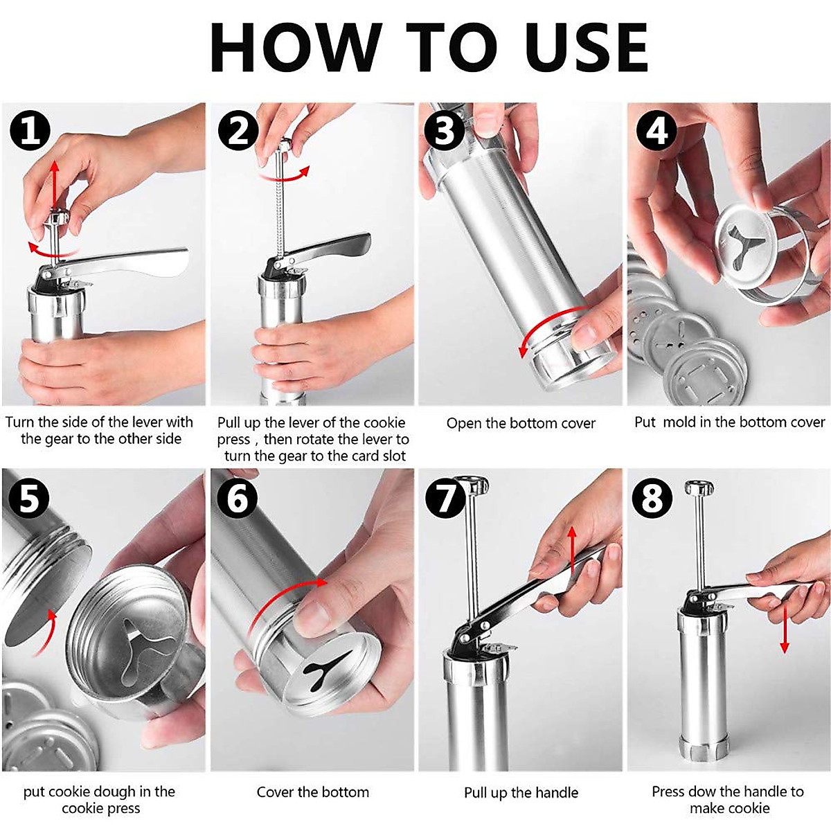 Cool Cook Cookie Press Machine Stainless Steel Biscuit Extruder Press Cookie Gun Kit Set DIY Biscuit Maker Baking Decoration Supplies