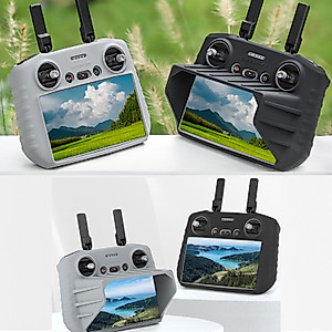 Shaluoman Silicone Protective Cover Case for DJI RC 2 Remote Controller (for DJI AIR 3 Mini 4 Pro Drone Accessories) with Sunhood Sunshade, Scratch-Resistant Controller Skin Shell Sleeve(Gray)