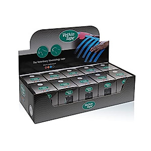 VETKIN VetkinTape® Veterinary Kinesiology Tape Black | Kinesiology Tape for Horses & Dogs | Equine & Canine Kinesiotape | Latex Free and TÜV Quality Mark Certified Ktape | 1.2 inch | Pack of 2 Rolls