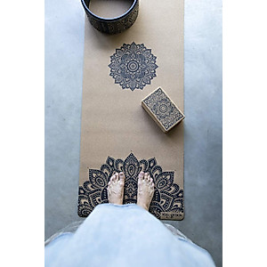 YOGA DESIGN LAB | The Cork Yoga Mat | Eco Luxury | Ideal for Hot Yoga, Power, Bikram, Ashtanga, Sweaty Workouts | Studio Quality | Includes Carrying Strap! (Mandala Black, 1.5mm)