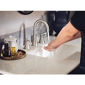 Moen Ronan Spot Resist Brushed Nickel Two-Handle Widespread Modern Bathroom Faucet, Valve Included, 84023SRN