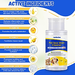 Ninibabie Tear Stain Cleaner for Dogs and Cats,Gently Remove Tear Stain,Eye Debris,Mucus Secretions with 200Pcs Eye Dry Wipes,Eye Cleaner Dry Pads,Not Easily Evaporated
