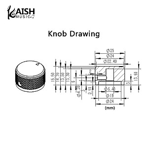 KAISH 2-Pack 63/64"(25mm) Diam. Aluminium Potentiometer Knobs 1/4" Universal Metal Pot Knobs with Indicator and Set Screw for Guitar/Bass/AMP Amplifier/Power Amplifier/Preamps/Audio Equipments Gold