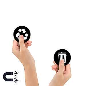 Recycle and Trash Magnetic Stickers Logo (4 Pack) - for Metal or Plastic Garbage cans, and Bins - Indoor & Outdoor - Laminated and UV Protected Premium Decal 2567 (Black - Magnetic, XSmall)