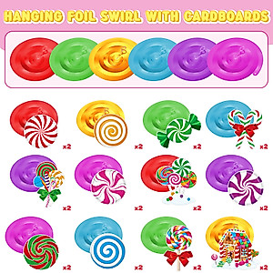 Namalu 54 Pcs Candy Hanging Swirls Decorations Candy Themed Party Decorations Candy Cane Hanging Ceiling Swirl Colorful Lollipop Swirl Ornaments for Baby Shower Birthday Party Supplies Home Decor