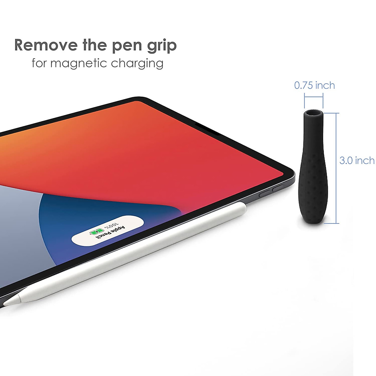 ProElife Ergonomics Grip Holder Silicone Protective Sleeve Cover for Apple Pencil 1st 2nd Generation iPad Pro 11'' 12.9'' 2021/2020/2018 Stylus Accessories Kits (Black)