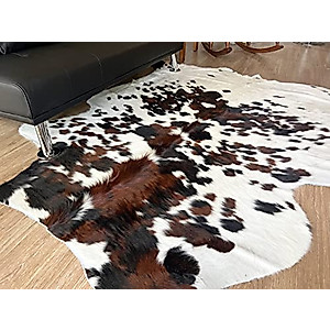 bonanza leathers Genuine Cowhide Rug Classic Tricolor Size S/L/XL 5X6/6X7/7X8 FT (5x6 ft)