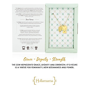 Hollamamma Cow Hamsa Hand 24 Karat Gold Pendant Necklace for Women (24")