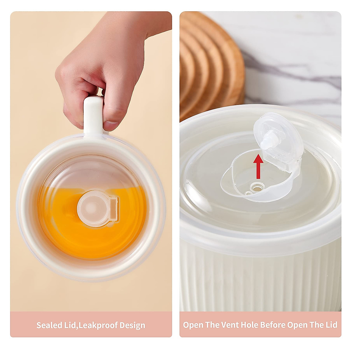 Hoilse Ceramic Soup Bowl with Handle and Vented Lid, 32oz Large Deep Soup Mug with lid, Travel Cereal Bowl for ramen and instant noodle Microwave Safe, Dishwasher Safe(Blue)