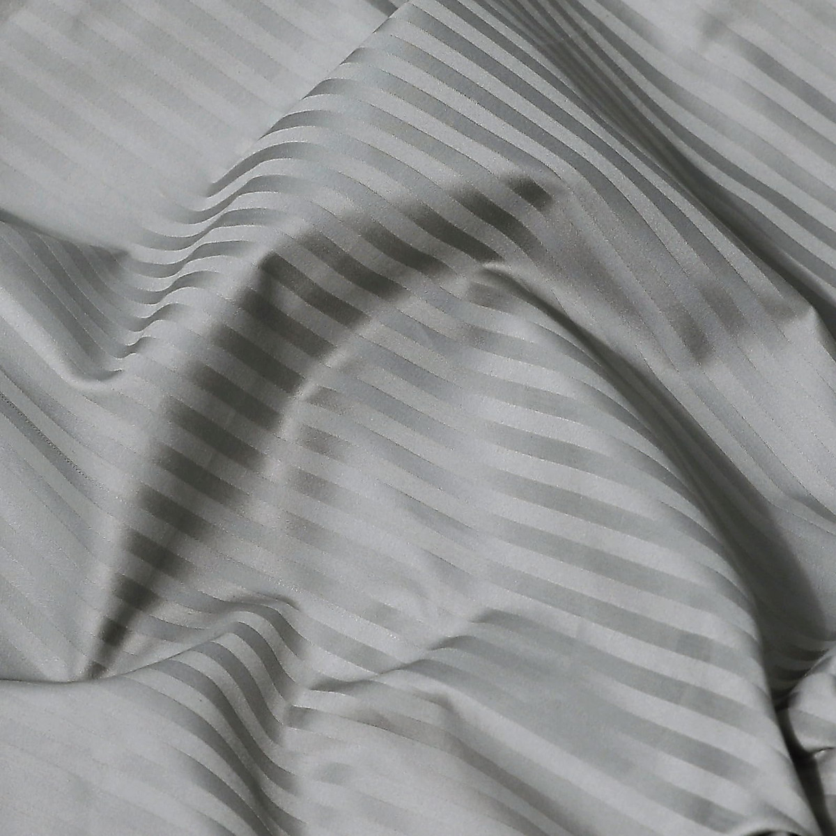 Feather & Stitch 500 TC Full Size Damask Bed Sheet Set, 100% Cotton Soft Breathable Bedsheets, 4 Piece 18" Deep Pockets Sateen Weave Striped Bedding Mattress Resort Hotel Luxury- (Grey, Full)