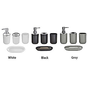 JIANWEI 4-Piece Bathroom Accessory Set, Bath Ensemble Includes Soap Dispenser, Toothbrush Holder, Toothbrush Cup, Soap Dish, Bathroom Home Decor and Housewarming Gift(Grey)