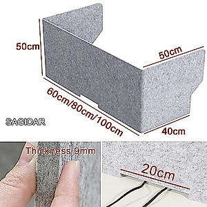 SAGIDAR Desk Barrier Polyester Fiber, Sound Absorbing, Sneeze Guard Desk Divider, Desktop Privacy Panel 60/80/100cm, Office Divider Partition Folding, No Installation Required