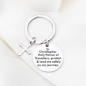 bobauna St Christopher Traveller Keychain Religious Safe Travel Gift (St Christopher journey keychain)