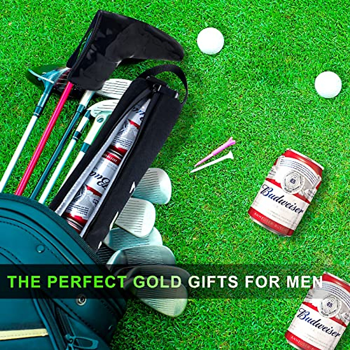 WINZEDGE Beer Sleeve for Golf Bag, Unique Golf Gifts for Men Dad Husband Him Father's Day, Fits 7 Cans, Fully Insulated Golf Cooler Bag to Keep Beers and Beverages Ice Cold,