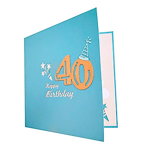 iGifts And Cards Happy 40th Blue Birthday Party Box 3D Pop Up Greeting Card – Forty, Awesome, Balloons, Presents, Unique, Celebration, Feliz Cumpleaños, Congrats, Fun