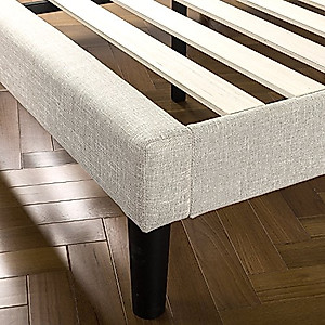 Zinus Athena Upholstered Button Tufted Wingback Platform Bed / Mattress Foundation / Easy Assembly / Strong Wood Slat Support, Queen