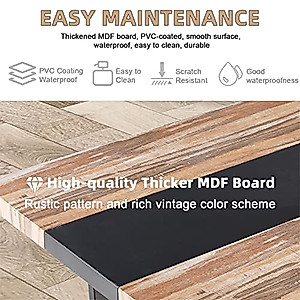 STHOUYN 71" 6ft Large Dinner Table for 6 8 Seat Dining Room Table, Rectangular Farmhouse Modern Kitchen Long Black & Brown Industrial Conference (Brown)